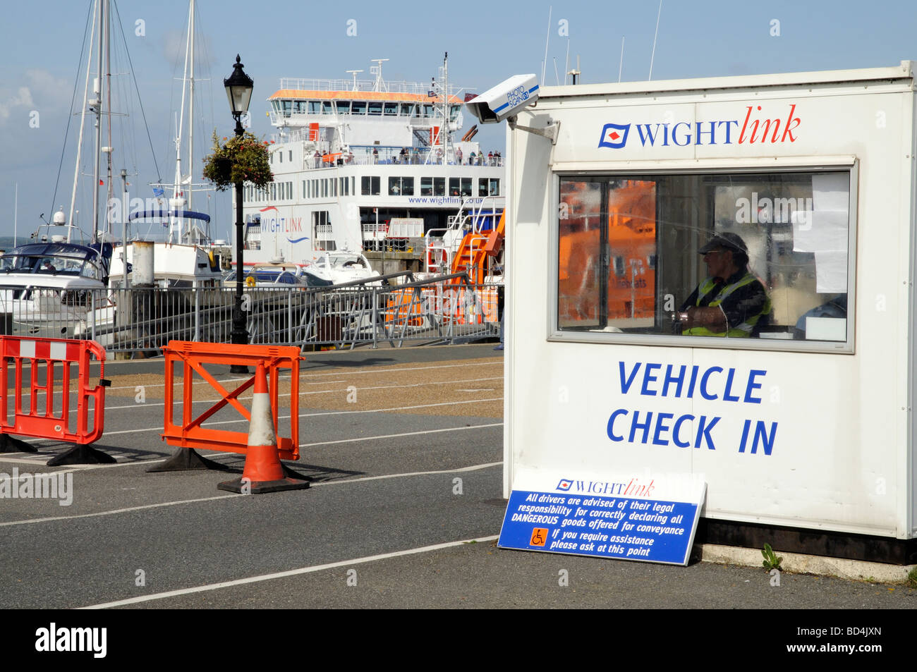Wightlink ferry vehicle check in point at Yarmouth Isle of Wight ...