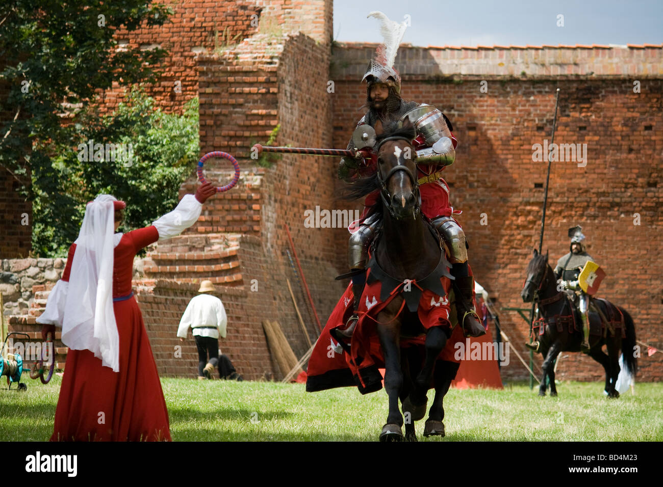 Medieval heavy calvary knight showing his lance related skills. Taken ...