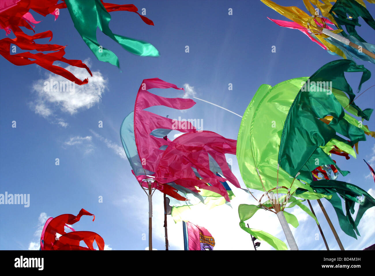 Colourful flags in Penzance for the Golowan festival Stock Photo - Alamy