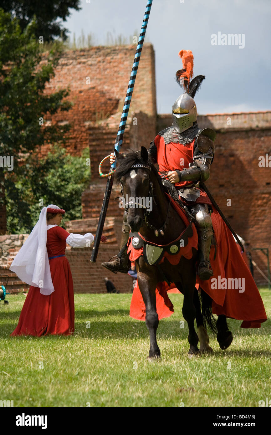 Medieval heavy calvary knight presenting his lance related skills ...