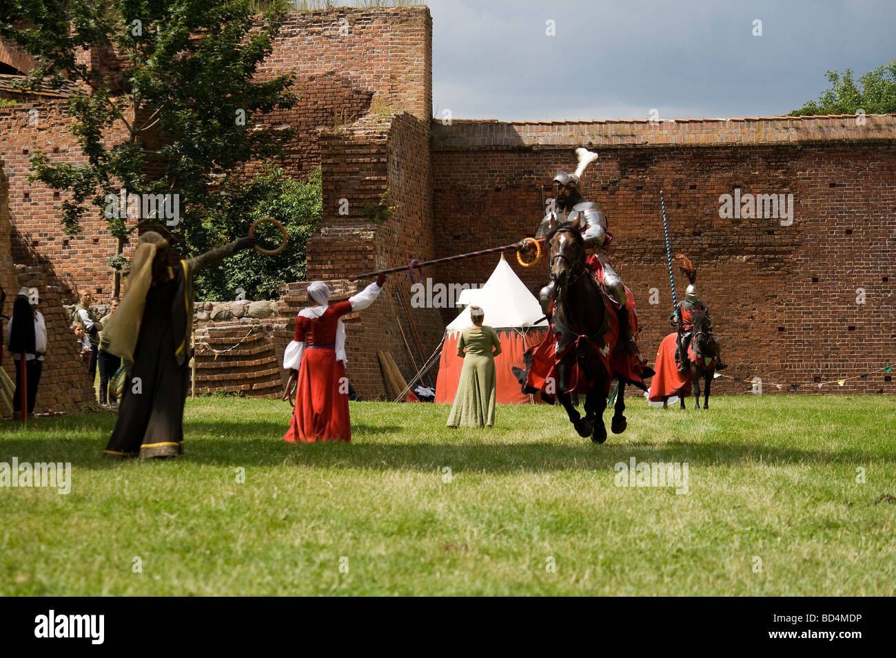 Medieval calvary knight showing his lance related skills. Taken during ...