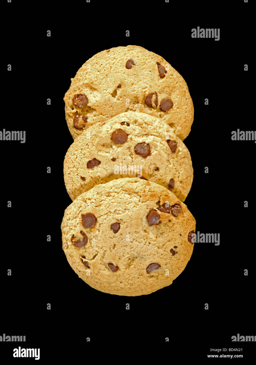 Three chocolate chip cookies Stock Photo - Alamy