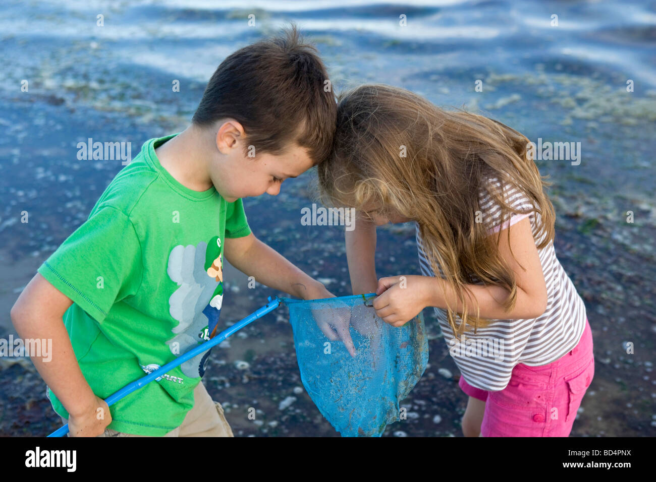 Children with a fishing net Stock Photo - Alamy