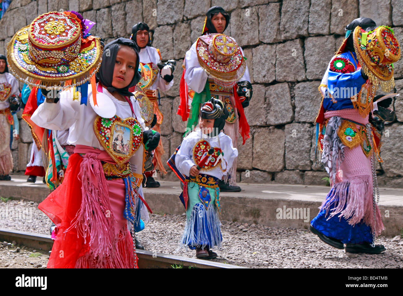 traditional costume parade in Aguas Calientes, Peru, South America ...