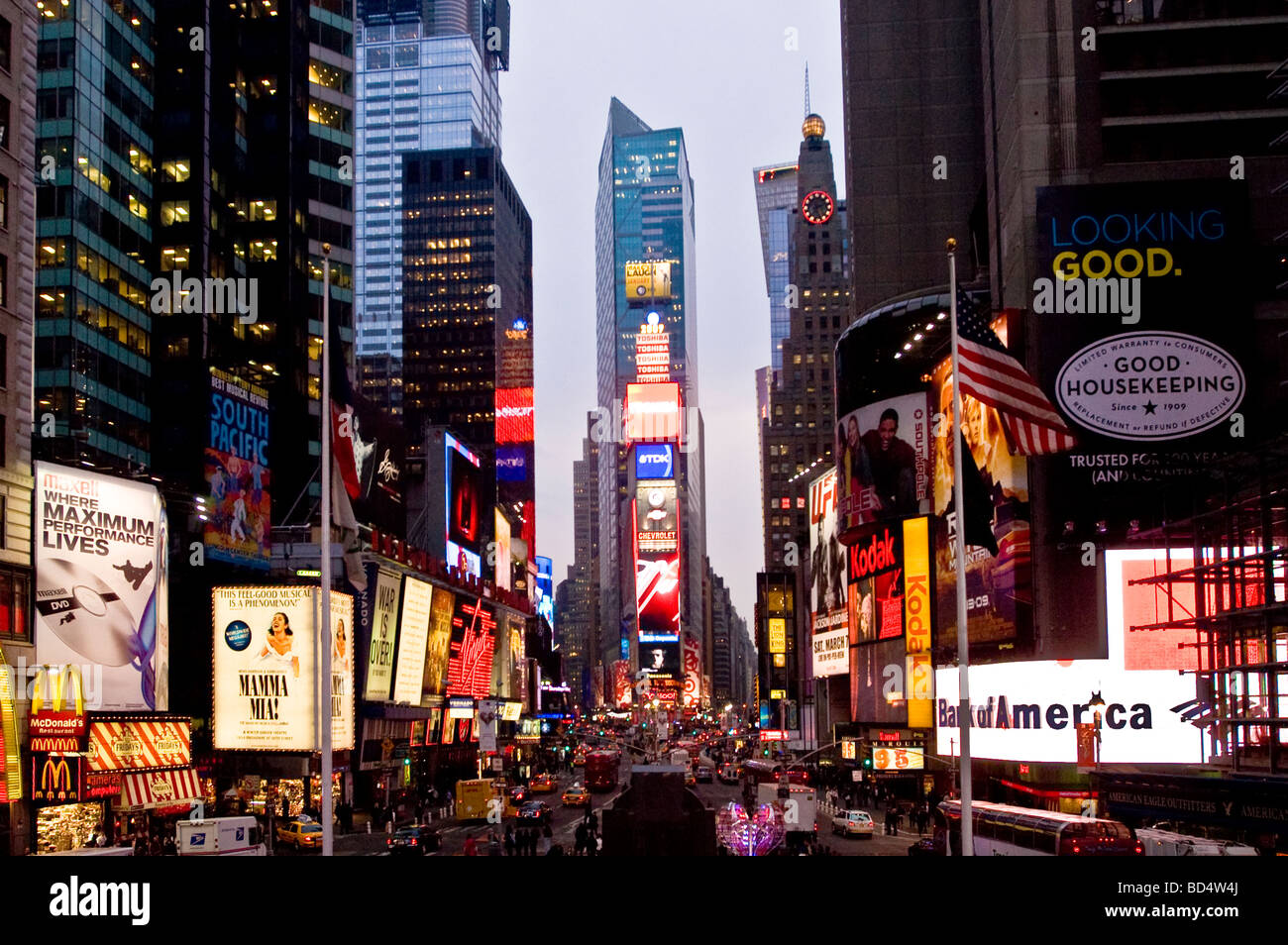 Times Square lights at dusk, Manhattan, New York City, USA Stock Photo ...