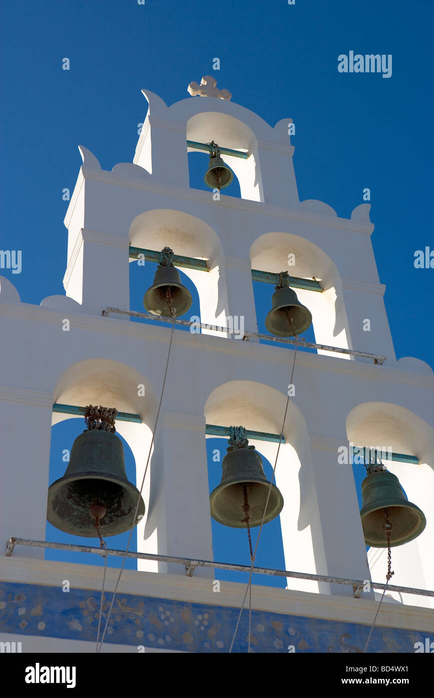 Church Bells on Greek Orthodox Church Island of Santorini Greece Stock ...