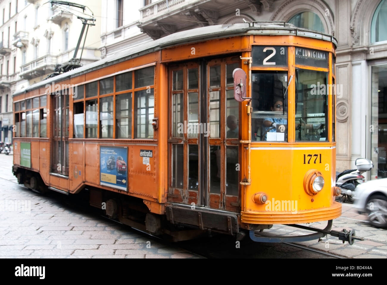 Passenger tram in centre of Milan Stock Photo - Alamy