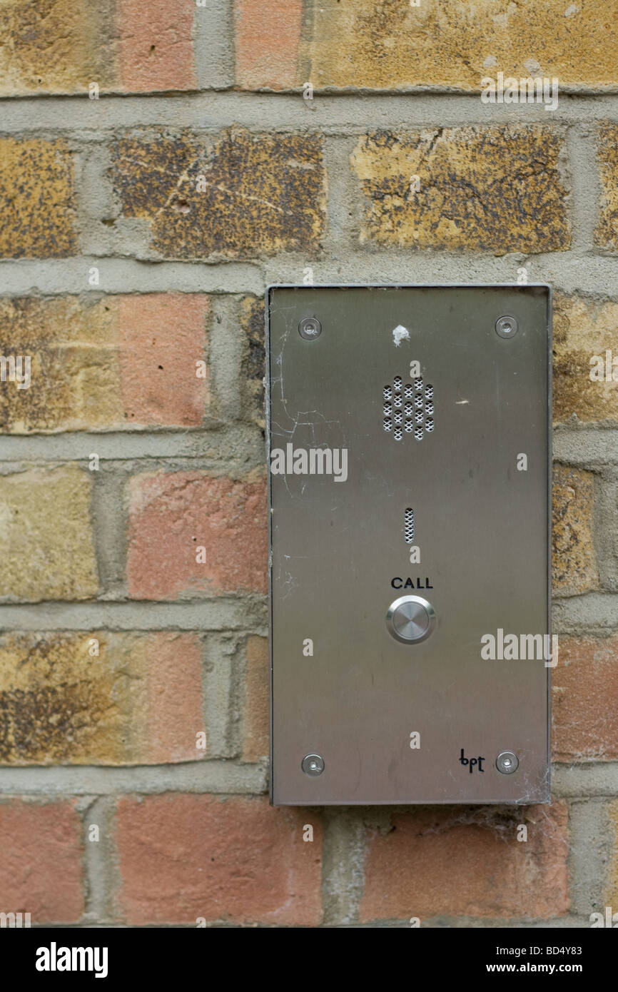Intercom on a brick wall Stock Photo - Alamy