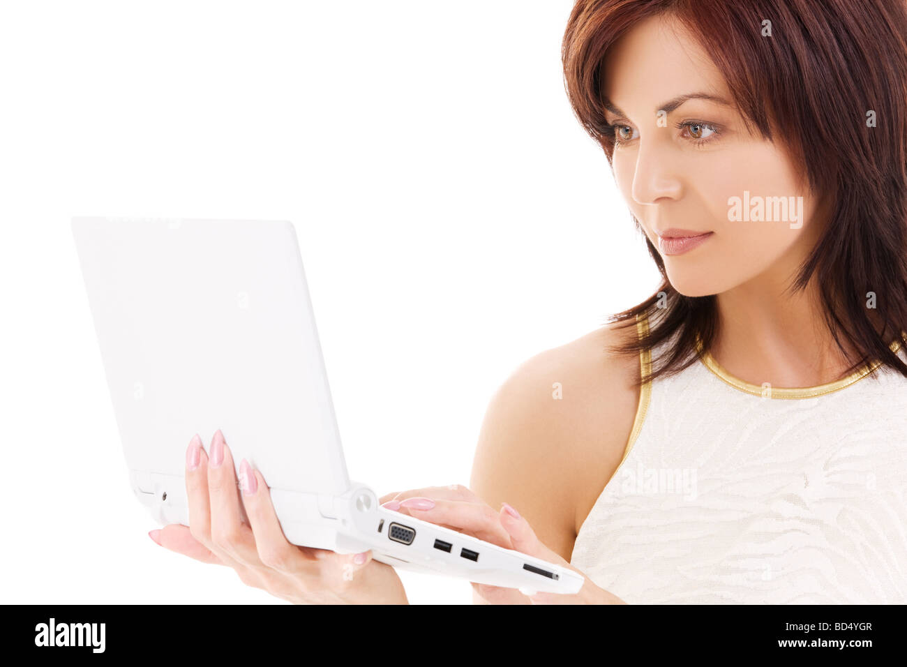 picture of lovely woman with laptop computer Stock Photo - Alamy