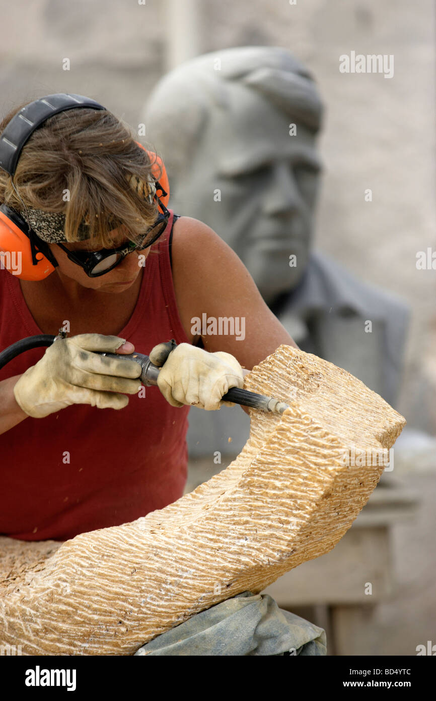 Marble Sculpturer working on a figure Pietrasante Tuscany Italy Stock ...