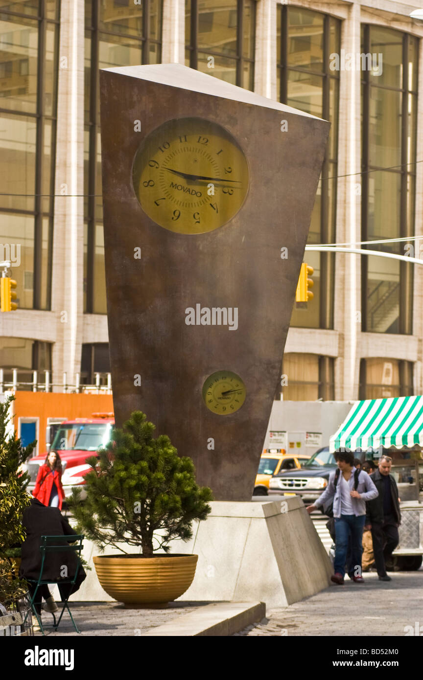 Movado clock statue, Dante Square, Manhattan, New York City, USA Stock ...