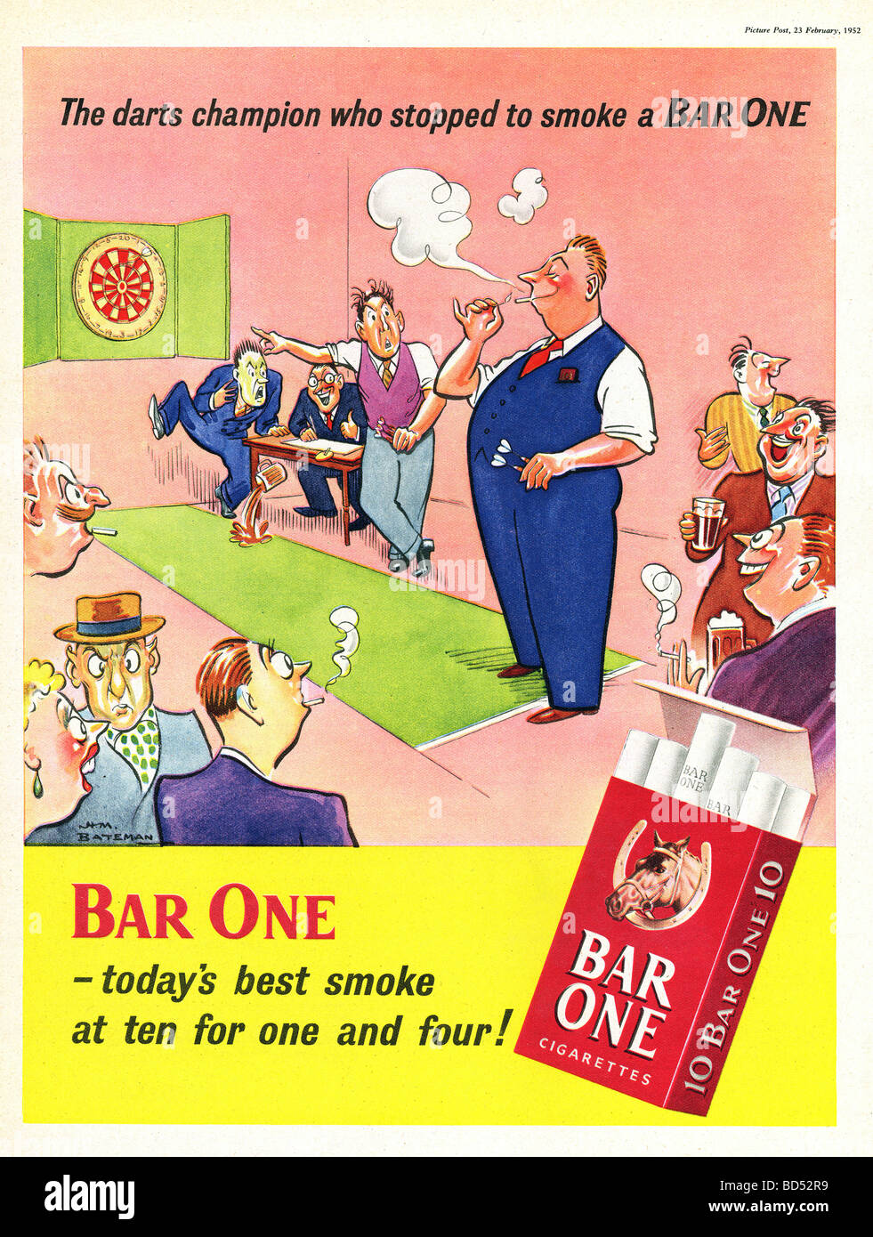 "Bar One" cigarettes advert from 1952 Stock Photo - Alamy