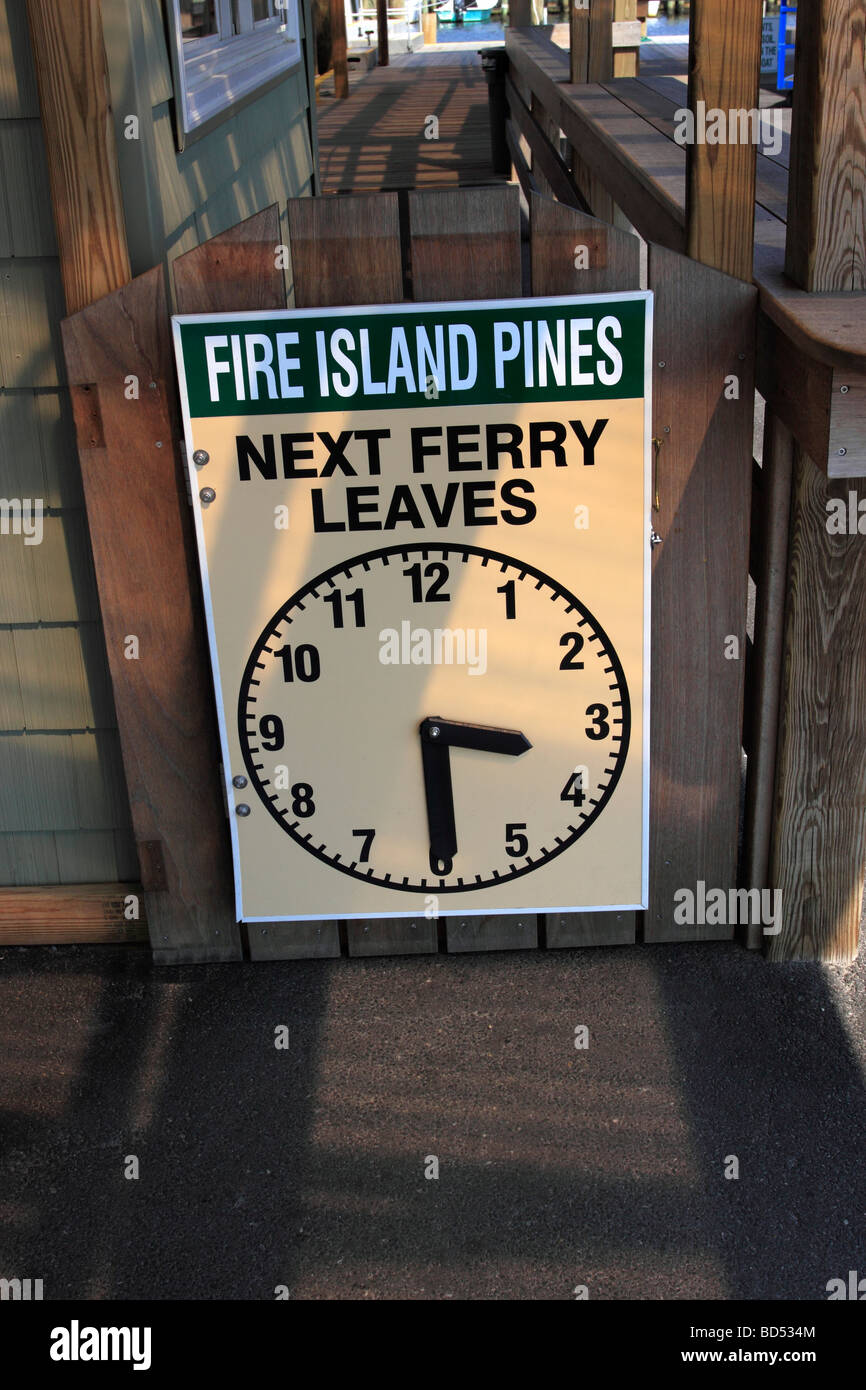 Sign indicating next ferry departure to The Pines, a beach community on ...