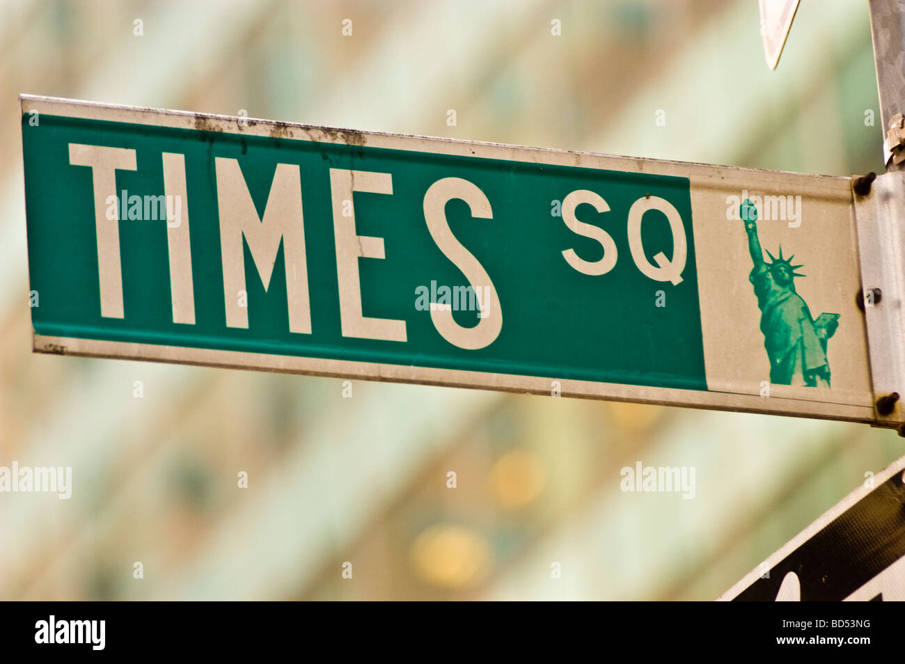 Times SQ square sign with Statue of Liberty, Manhattan, New York Stock ...