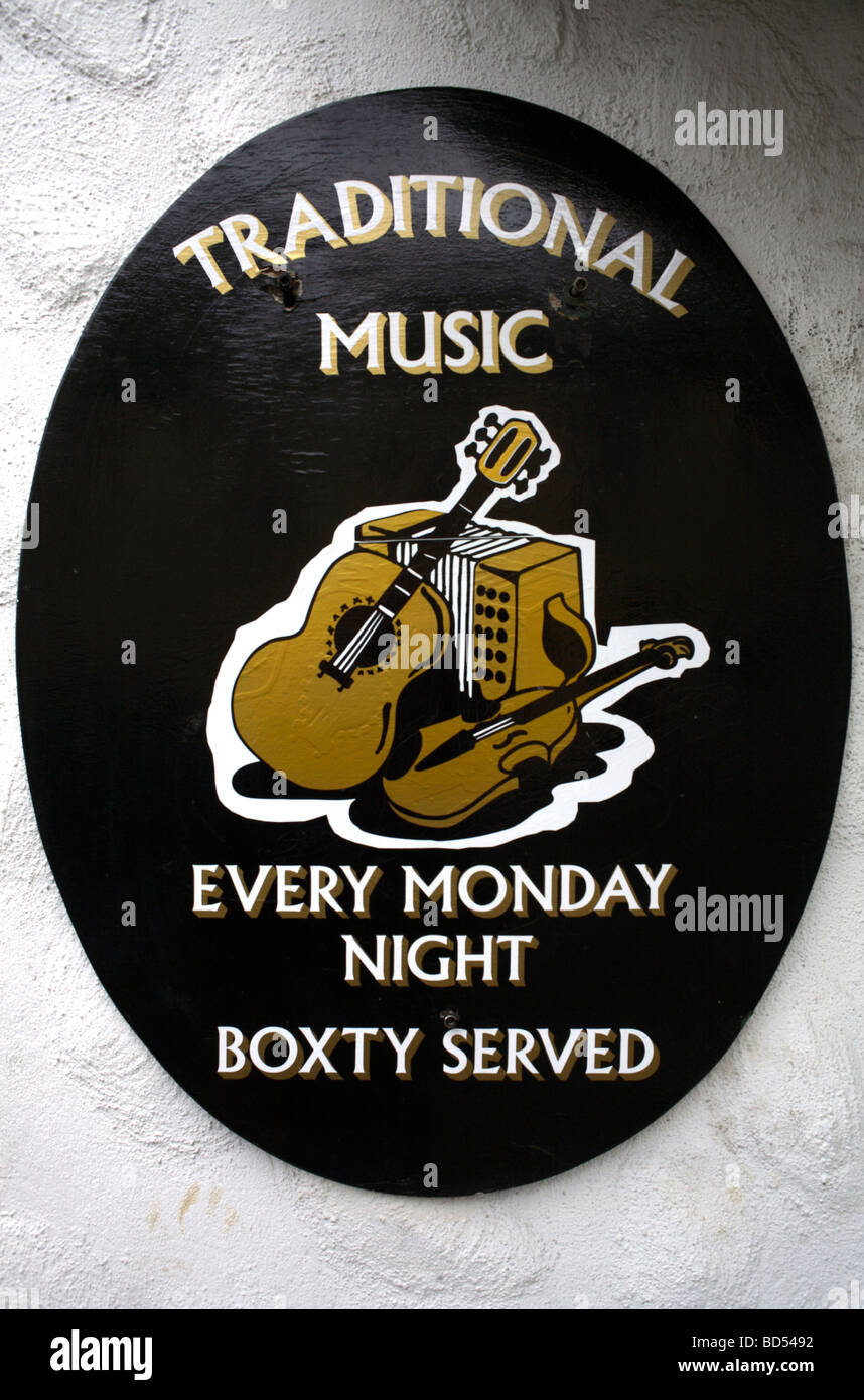 Advertisement Sign for Music Ballin County Mayo Ireland Stock Photo - Alamy