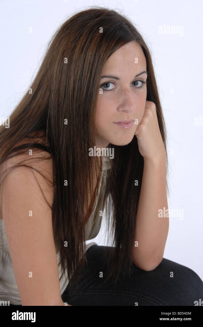 Woman crouching down isolated hi-res stock photography and images - Alamy