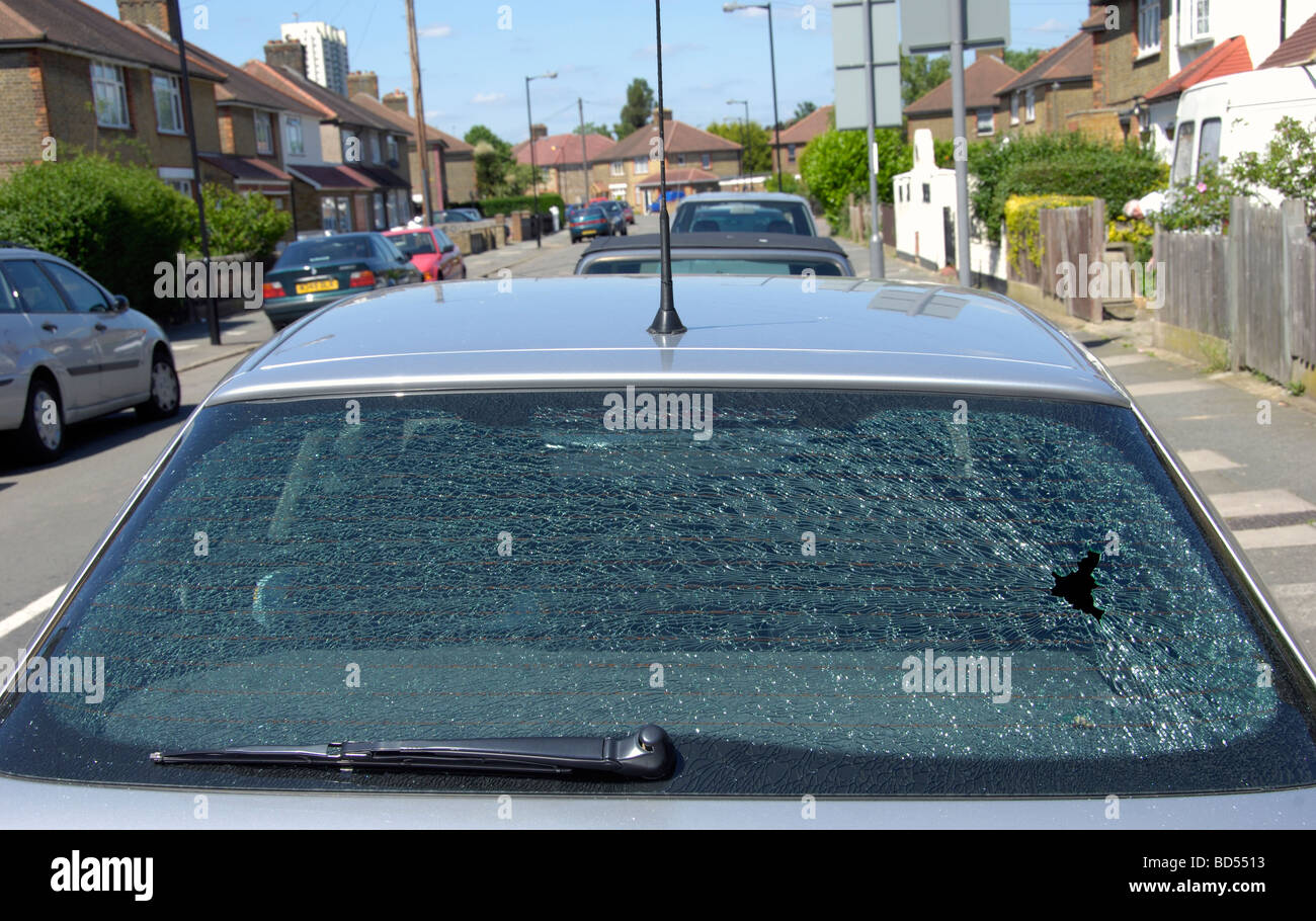 smashed car window in urban street Stock Photo - Alamy
