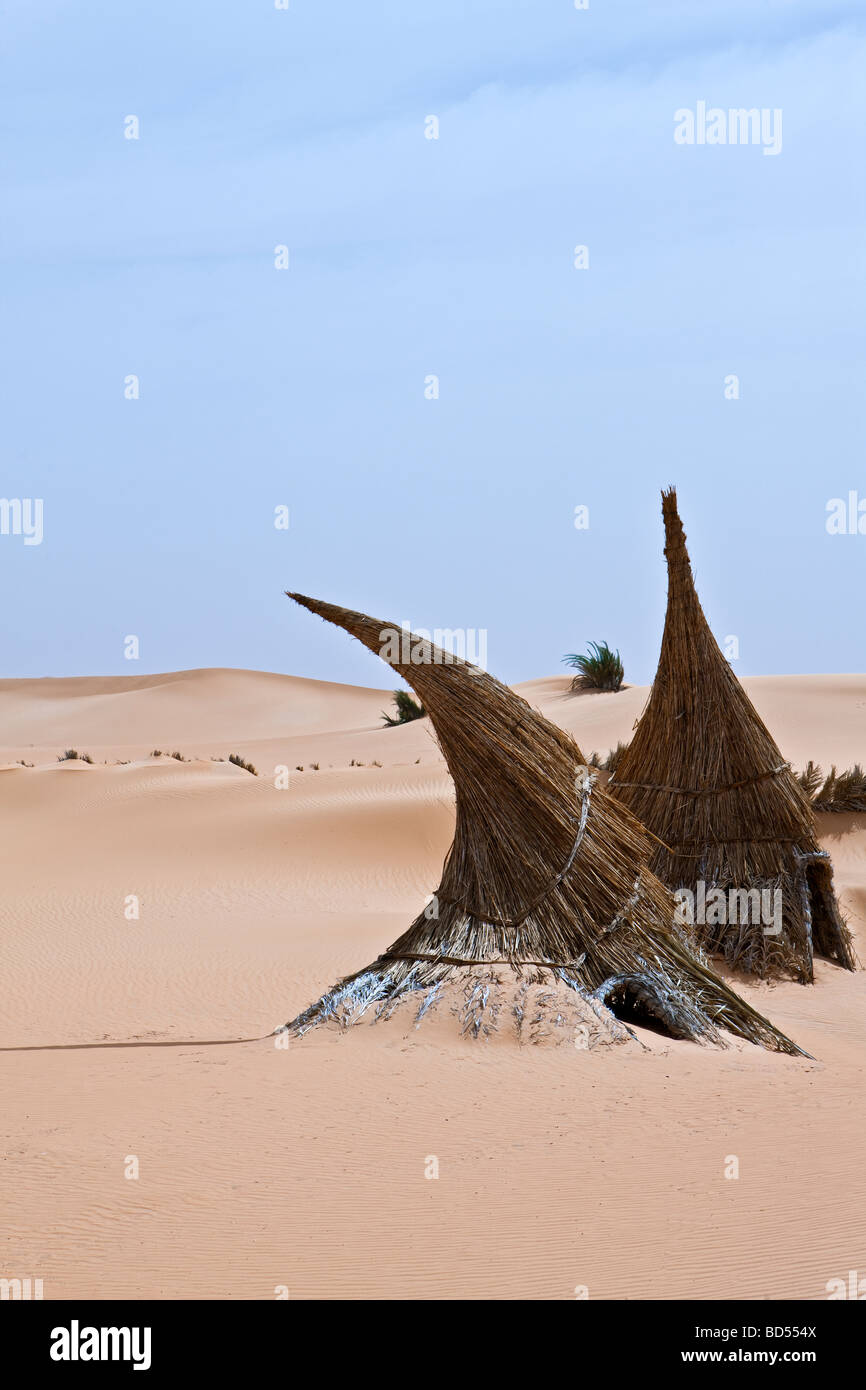 Libya Sahara desert a tuareg village in the Ubari lakes area Stock ...