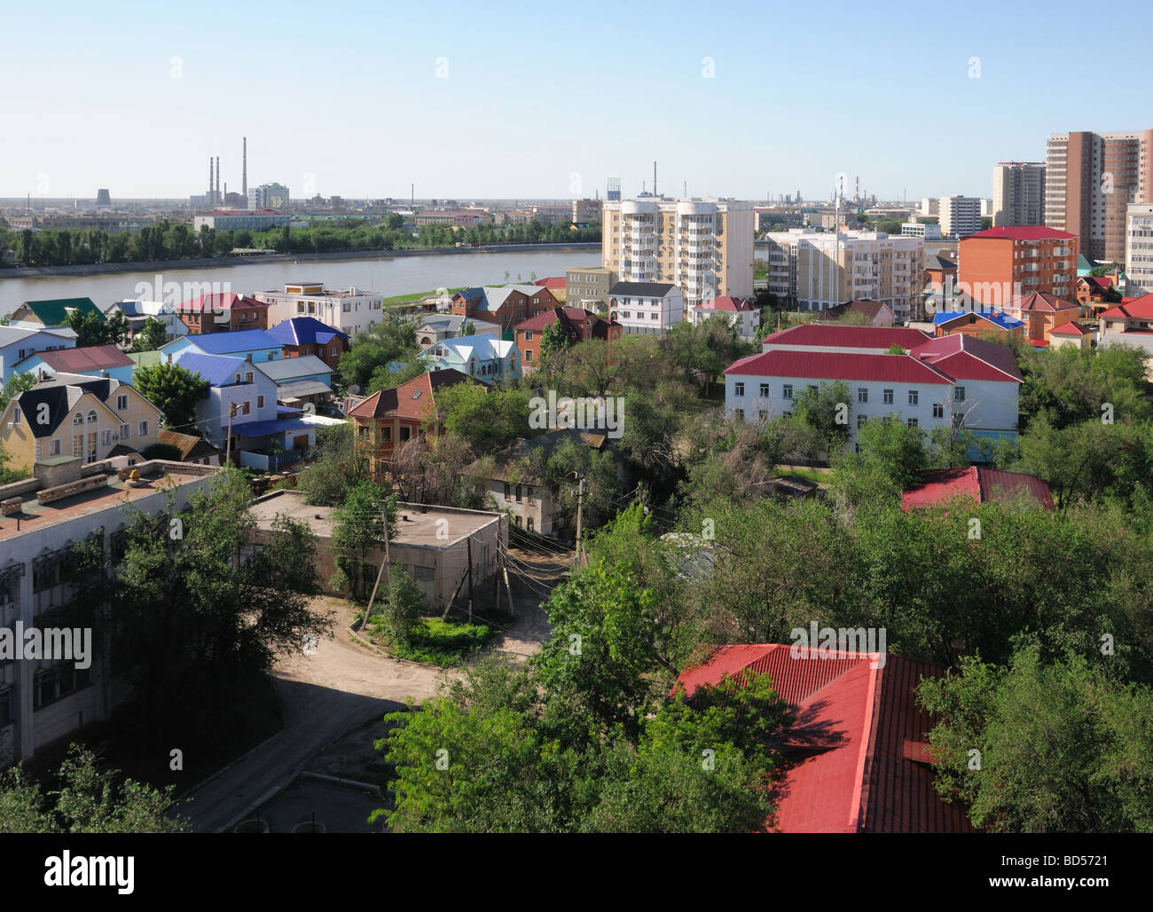 general view of the city of Atyrau in Western Kazakhstan showing new ...