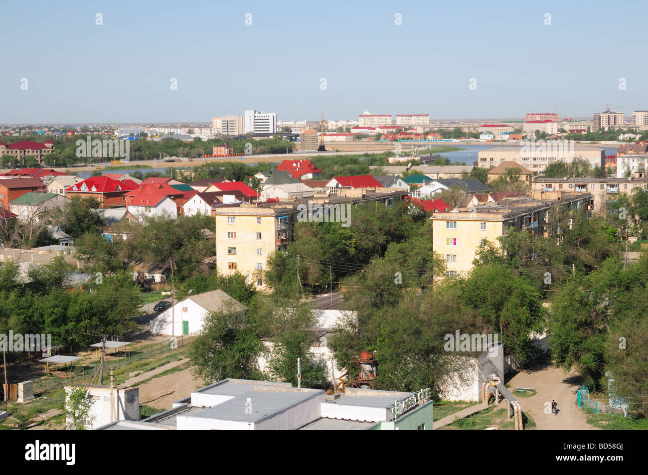 general view of the city of Atyrau in Western Kazakhstan showing new ...