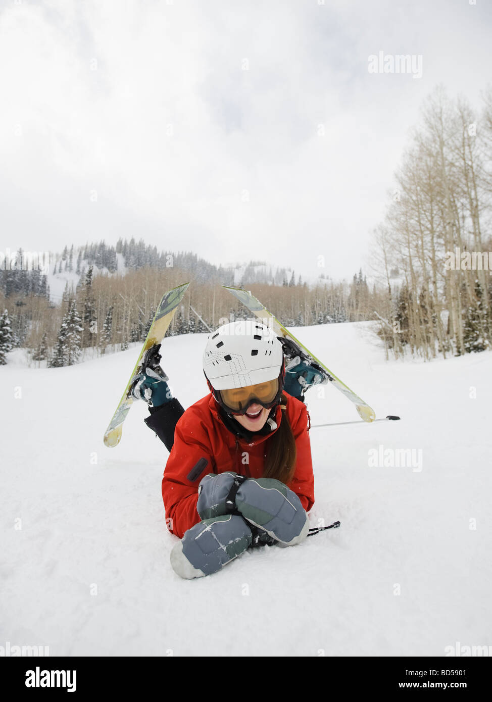 A downhill skier falling Stock Photo - Alamy