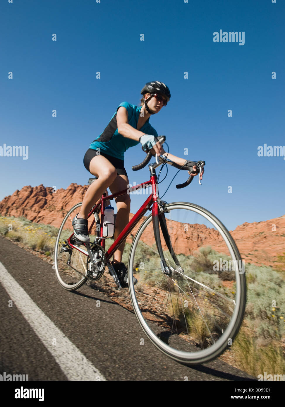 Biker on the road Stock Photo - Alamy