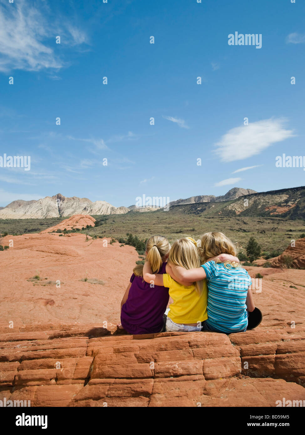 A mother and two kids at Red Rock Stock Photo - Alamy