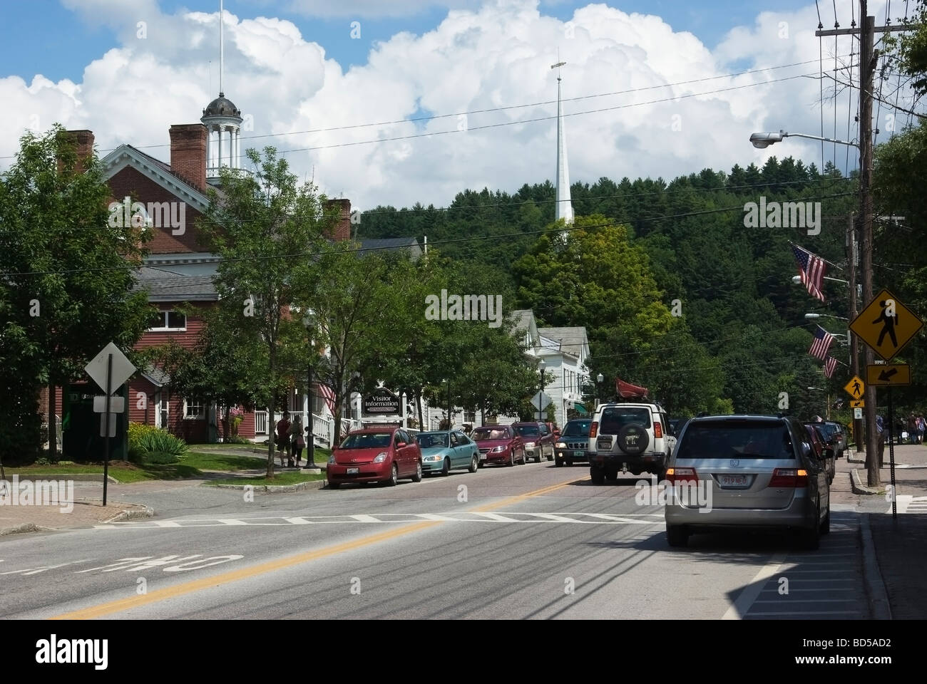 Village of Stowe Vermont on a bright summer day, with Main St. in the ...