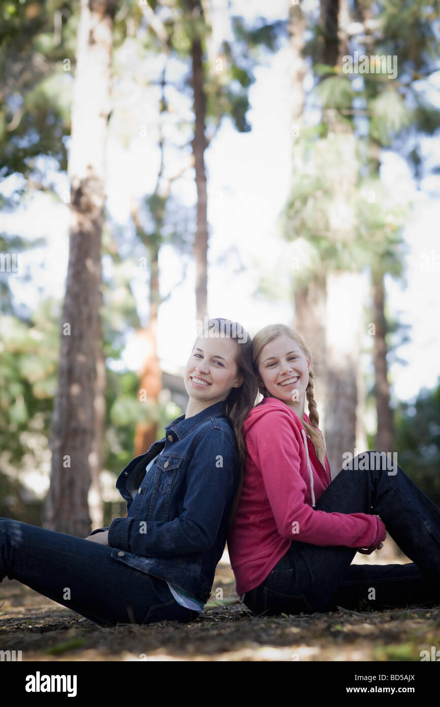 Two sisters outdoors Stock Photo - Alamy