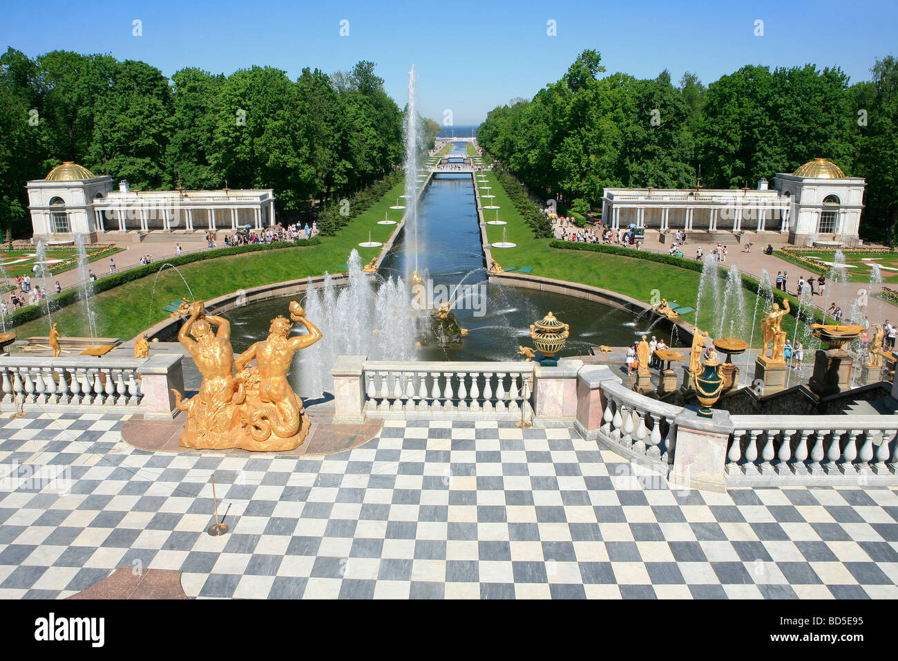 The Samson Fountain, the Great Cascade and Sea Channel at Peterhof in ...