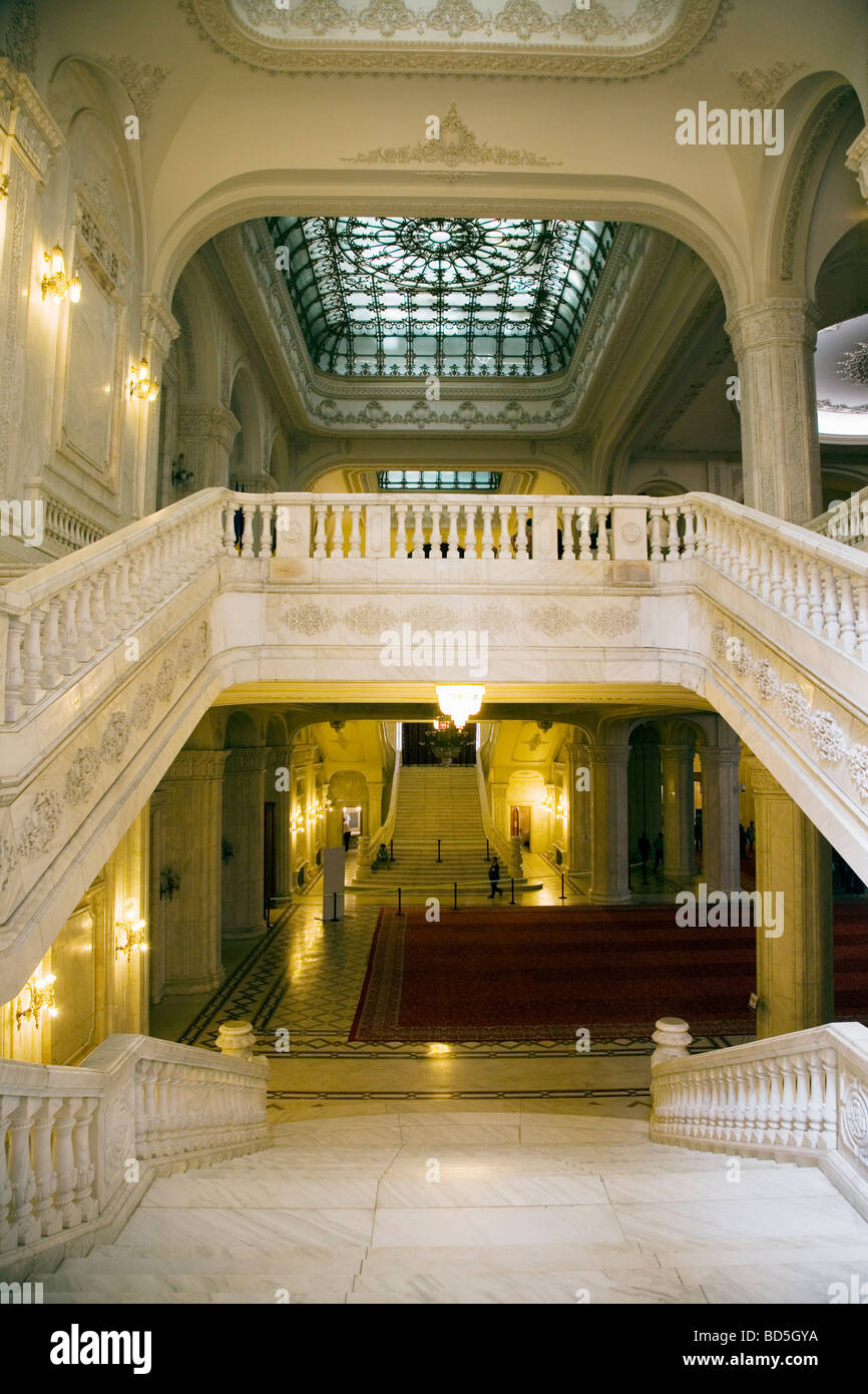 Main entrance hall Palace of the Parliament Bucharest Stock Photo - Alamy