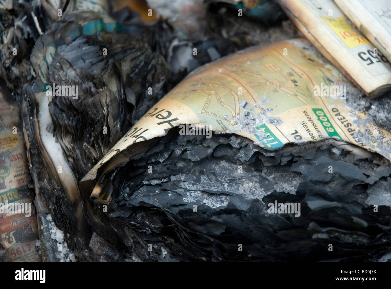 Charred paper remains from bonfire Stock Photo - Alamy