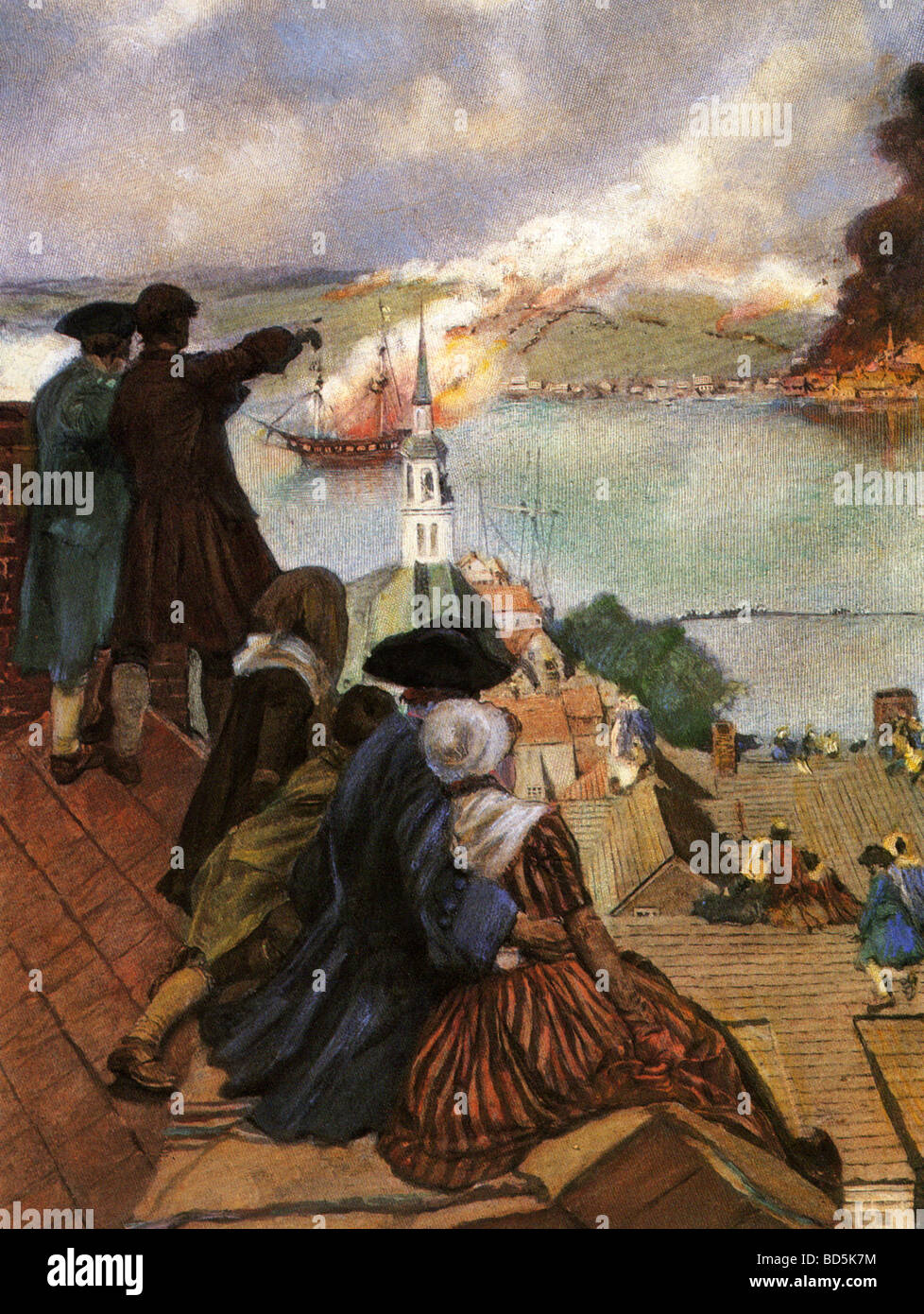 BATTLE OF BUNKER HILL 17 June 1775 Boston citizens watch from their ...