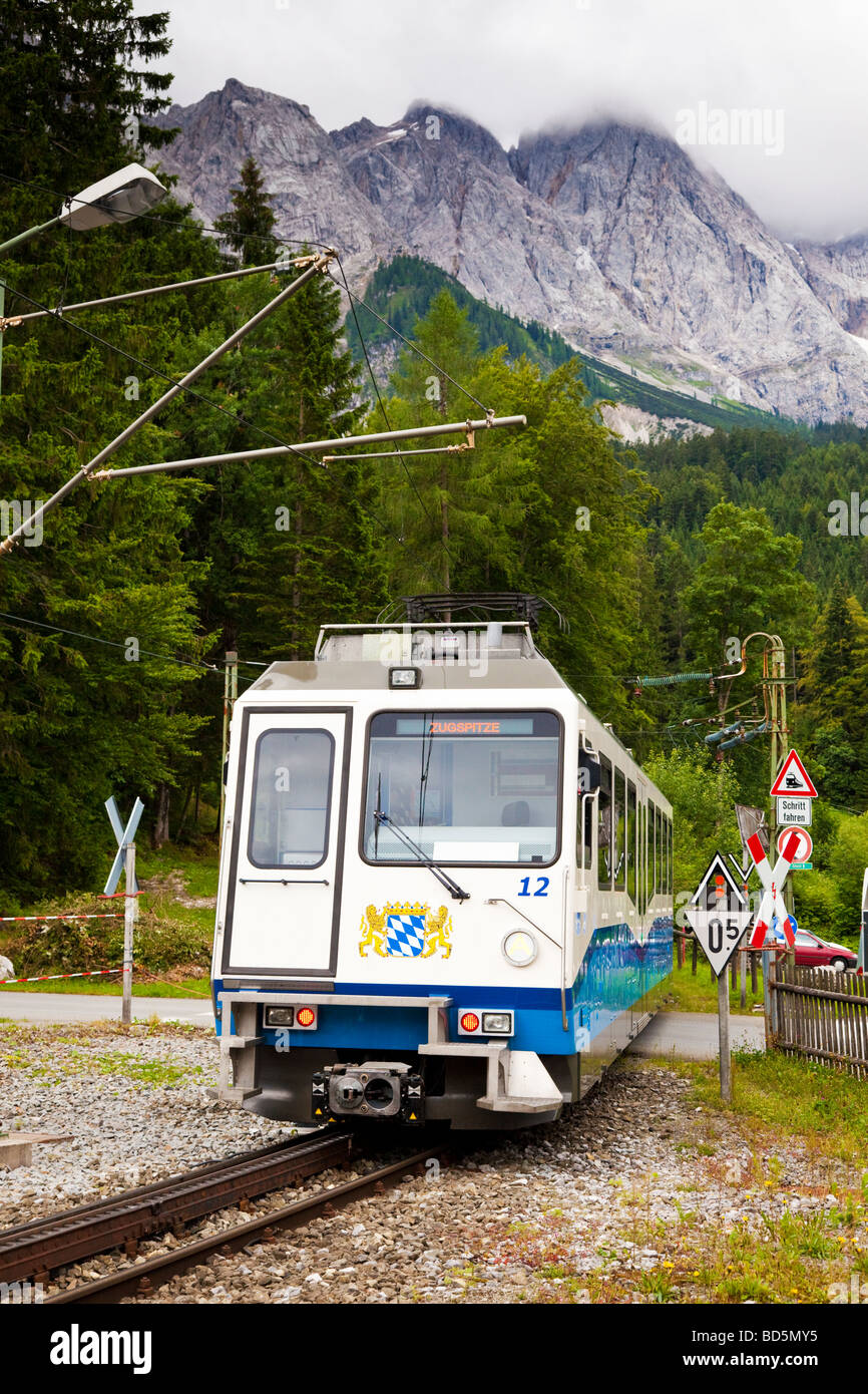 Zugspitzbahn mountain railway train, cog train, in Bavaria, Germany ...