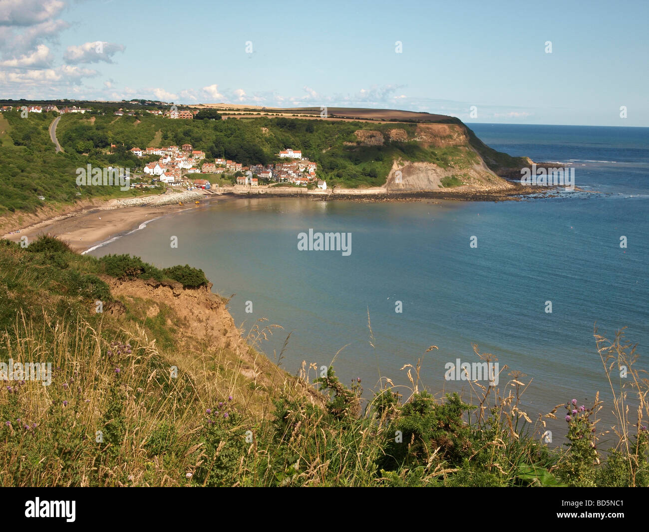 Runswick Bay and Village Yorkshire seen from Kettleness High Cliff ...