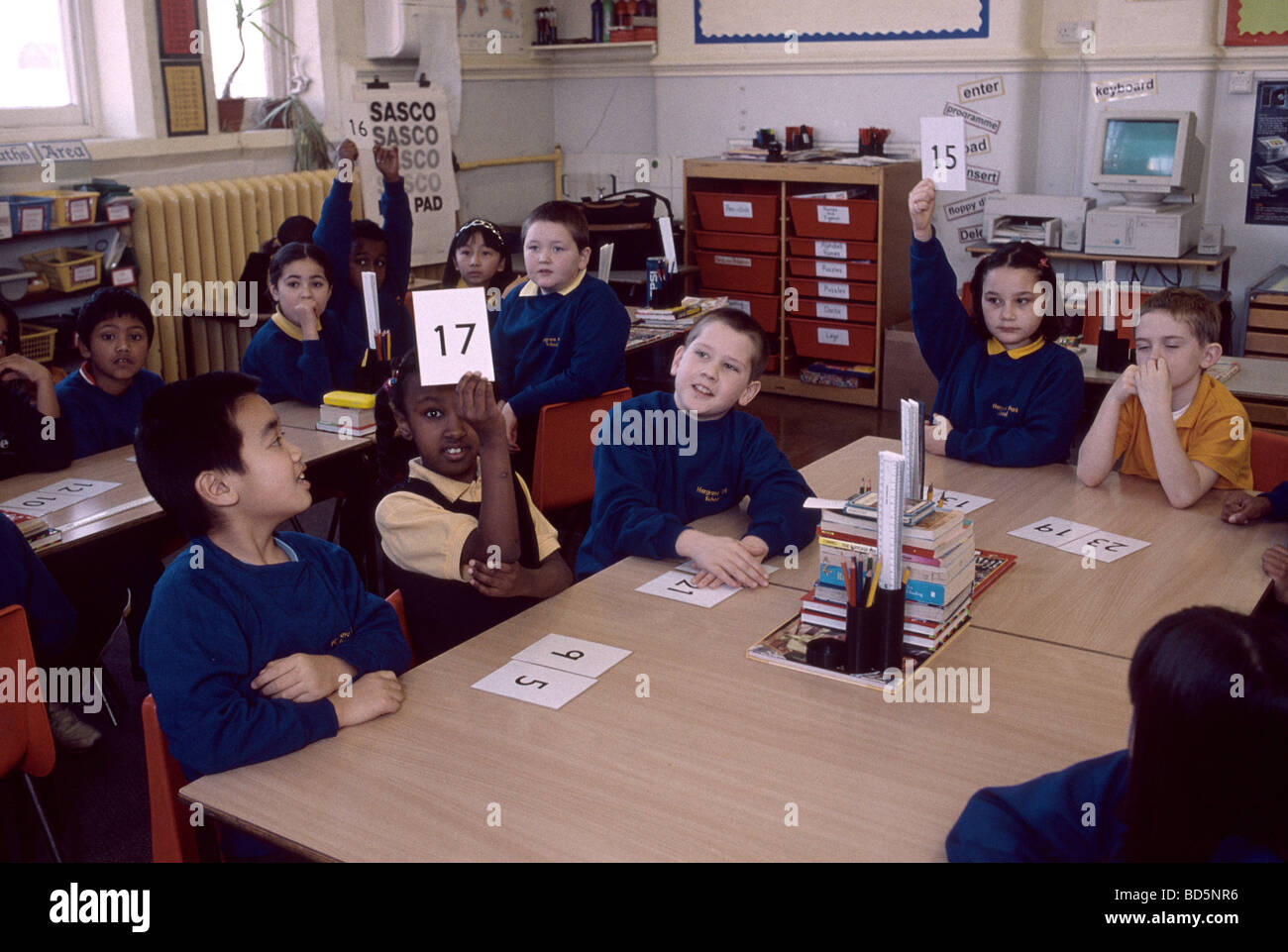 primary school children playing number games in math class Stock Photo ...