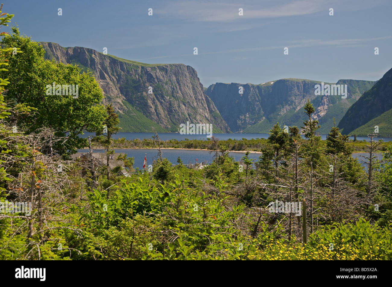 A view of the ancient Gros Morne fjord now lifted above sea level Stock ...