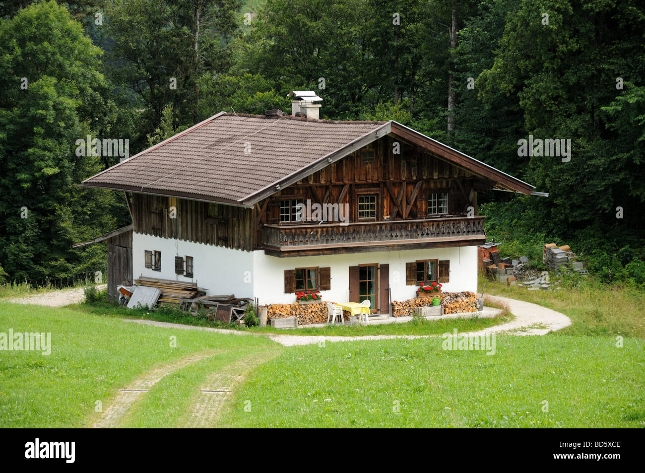 Wooden house in the German Alps Stock Photo - Alamy
