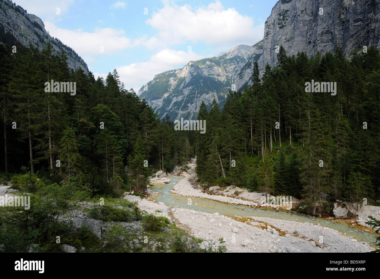Reintal Valley in the German Alps, Wetterstein Mountains Stock Photo ...