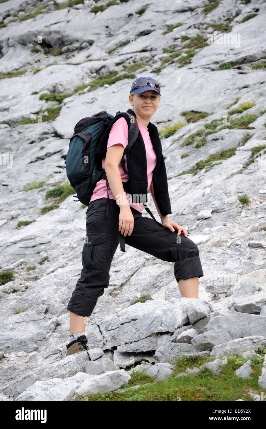 Female hiker in the alps Stock Photo - Alamy