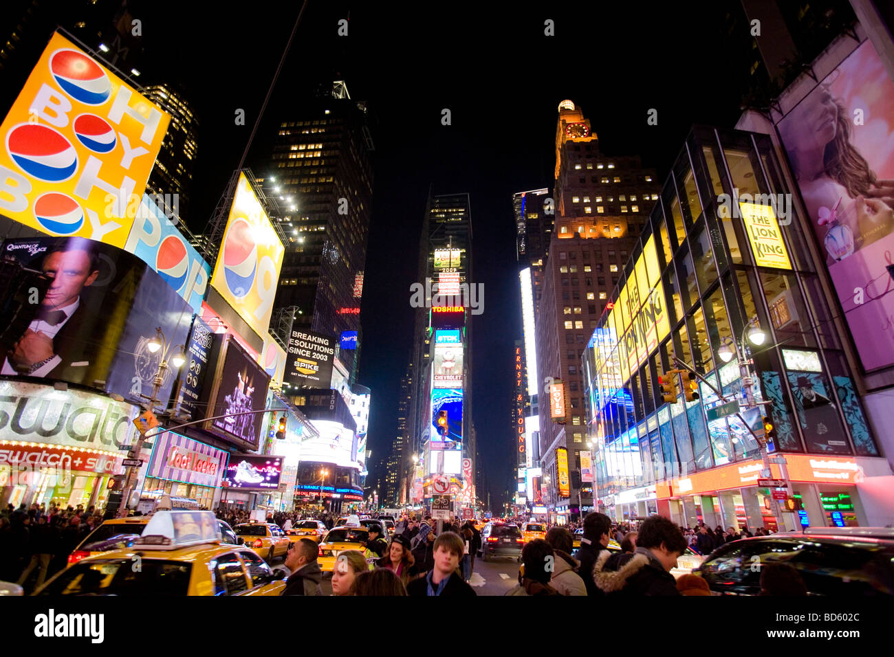 Times Square New York City New York at night Stock Photo - Alamy
