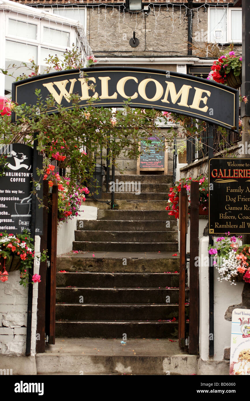 July 20019 - Welcome - to the Gallery's Pub in Cheddar Stock Photo - Alamy