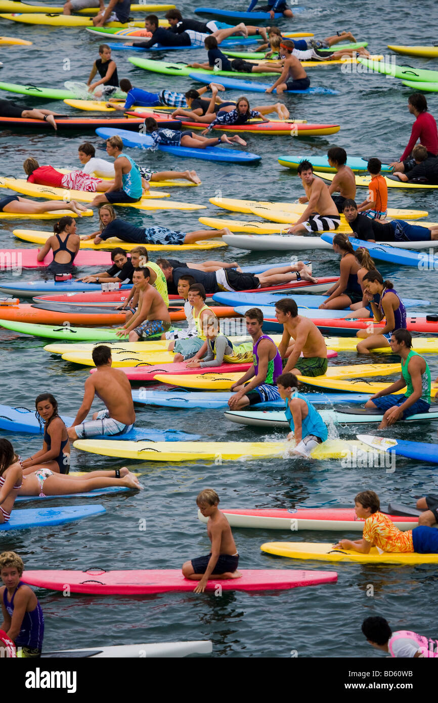 Paddleboard race beginning at the Manhattan Beach Pier Los Angeles ...
