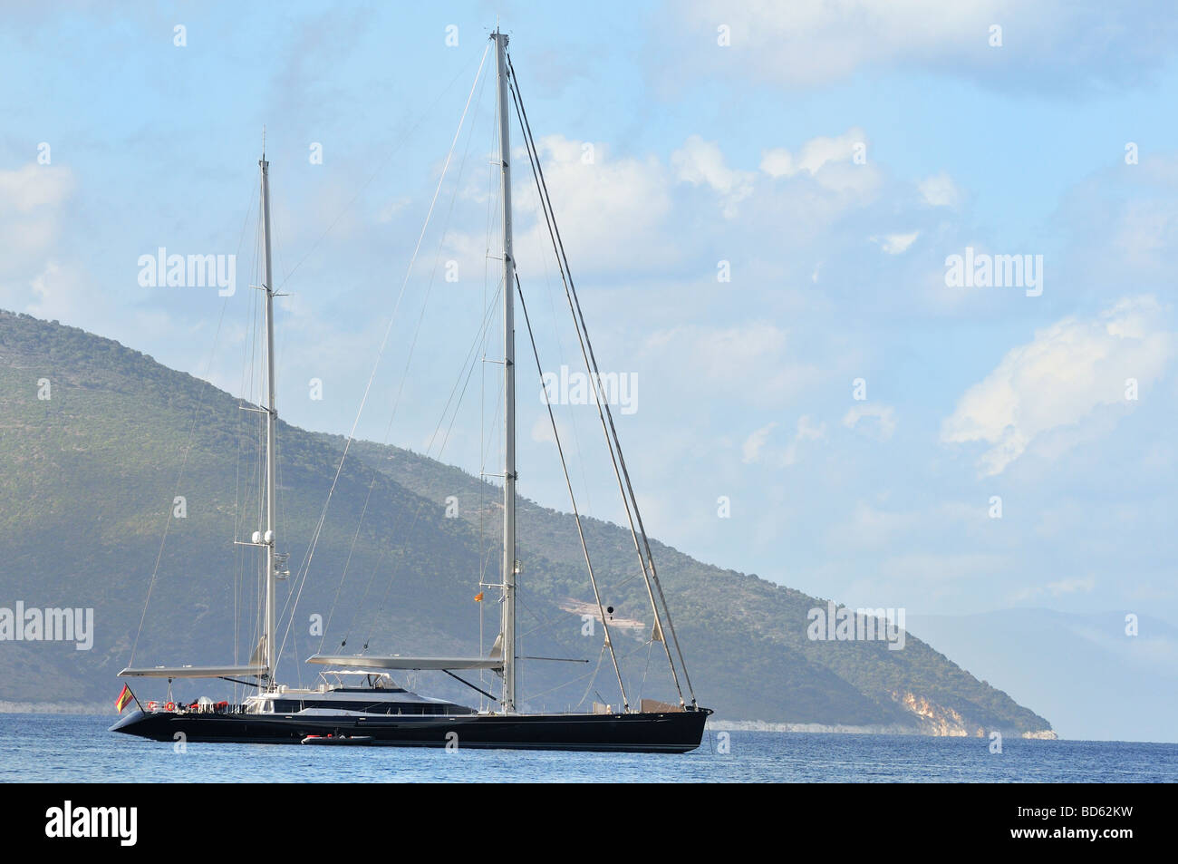 Landscape with big sailboat at the Ionian islands Stock Photo - Alamy