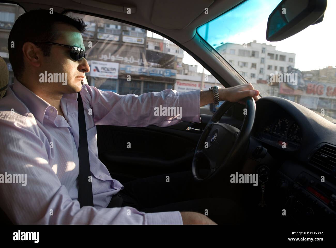Man driving a car Beirut Lebanon Middle East Asia Stock Photo - Alamy