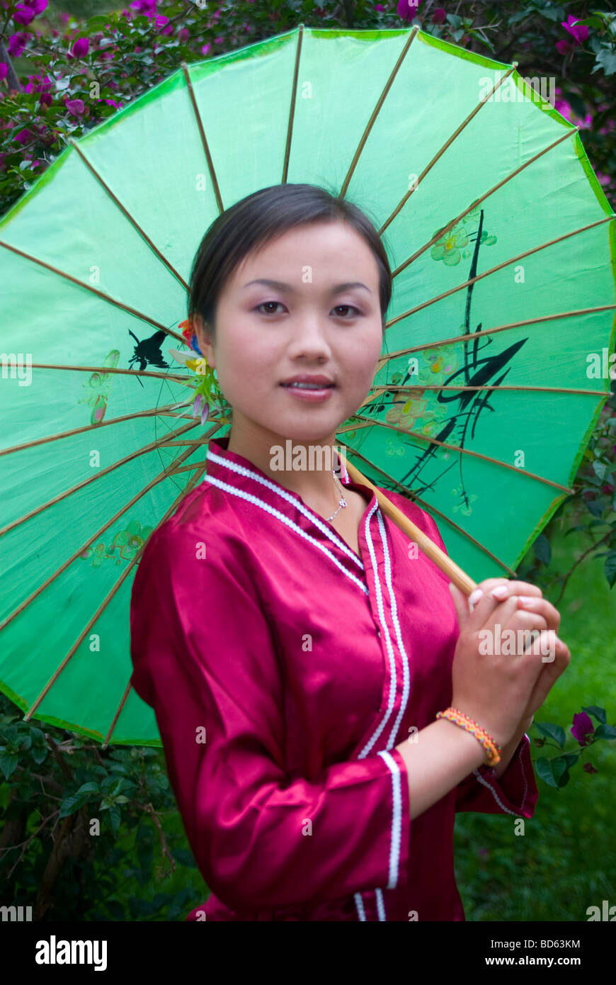 Asia China Yunnan Province. Young Dai minority woman in traditional ...