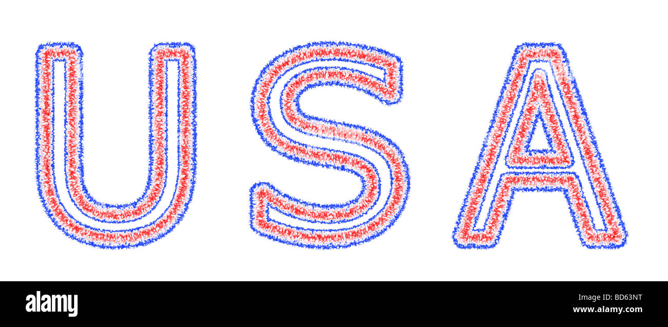 USA written with national colors Stock Photo - Alamy