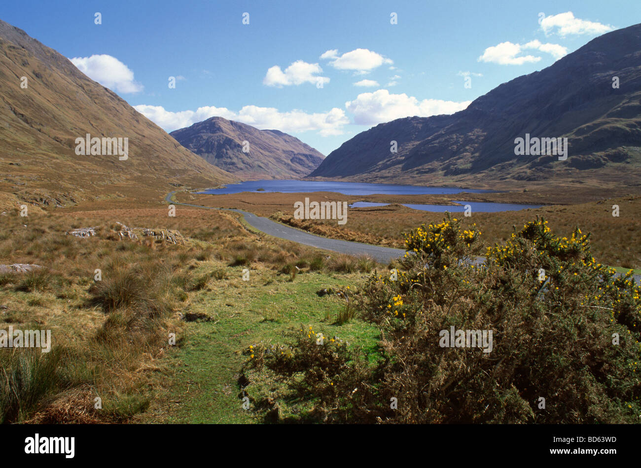 Landscape of a valley in the mountainous Connemara region of Ireland ...