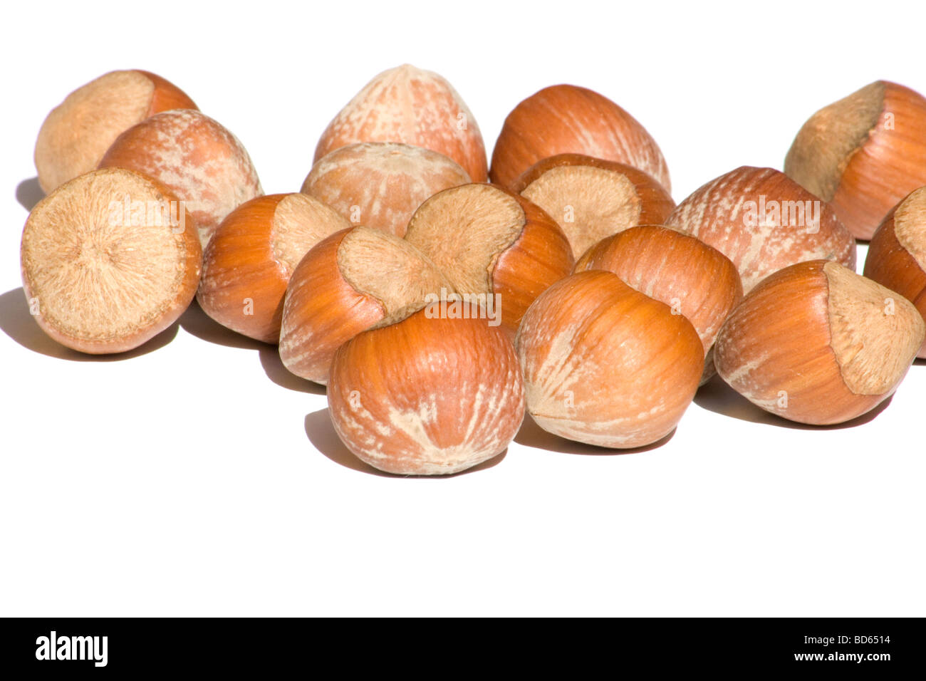 Close-up of hazelnuts on white background Stock Photo - Alamy