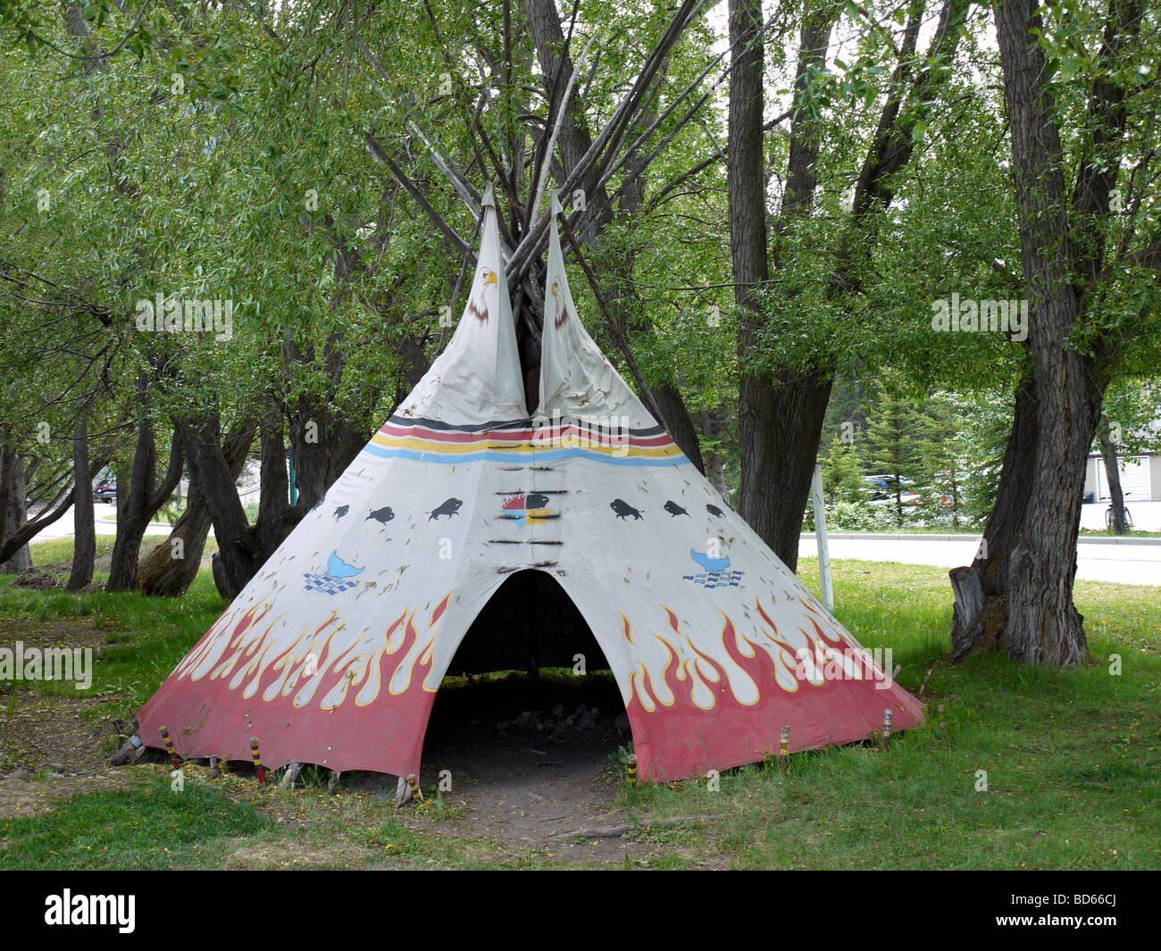 Tepee in Reconstruction of original fort in town of Banff in Banff ...
